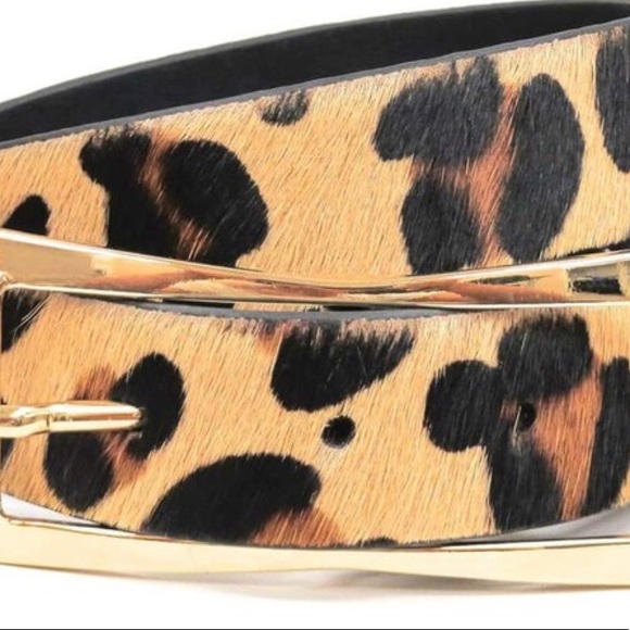 Accessories | Leopard Print Hair Calf Skinny Beltgold Buckle | Poshmark